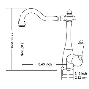 Kitchen Faucet Copper Bar Faucet 360 ° Swivel Single Handle Traditional Period Single Ceramic Lever Kitchen Sink Faucet Antique Mixer Tap One Hole Wet Bar Sink Faucet Victorian Commercial