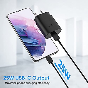 Type C Charger Super Fast Charging, 25W PD USB C Wall Charger Block 5ft Android Phone Cable for Samsung Galaxy S22, S22 Plus, S20 / S21 Ultra 5G Plus, Note 20/10 Plus, Z Fold/Flip 3 4, (2 Pack)