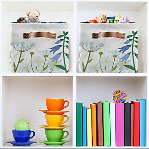 Chamomiles Buttercups Bells Flowers Rectangle Storage Basket Collapsible Storage Bin for Nursery Toys Books Waterproof Baskets for Closet Shelves Bedroom Decor