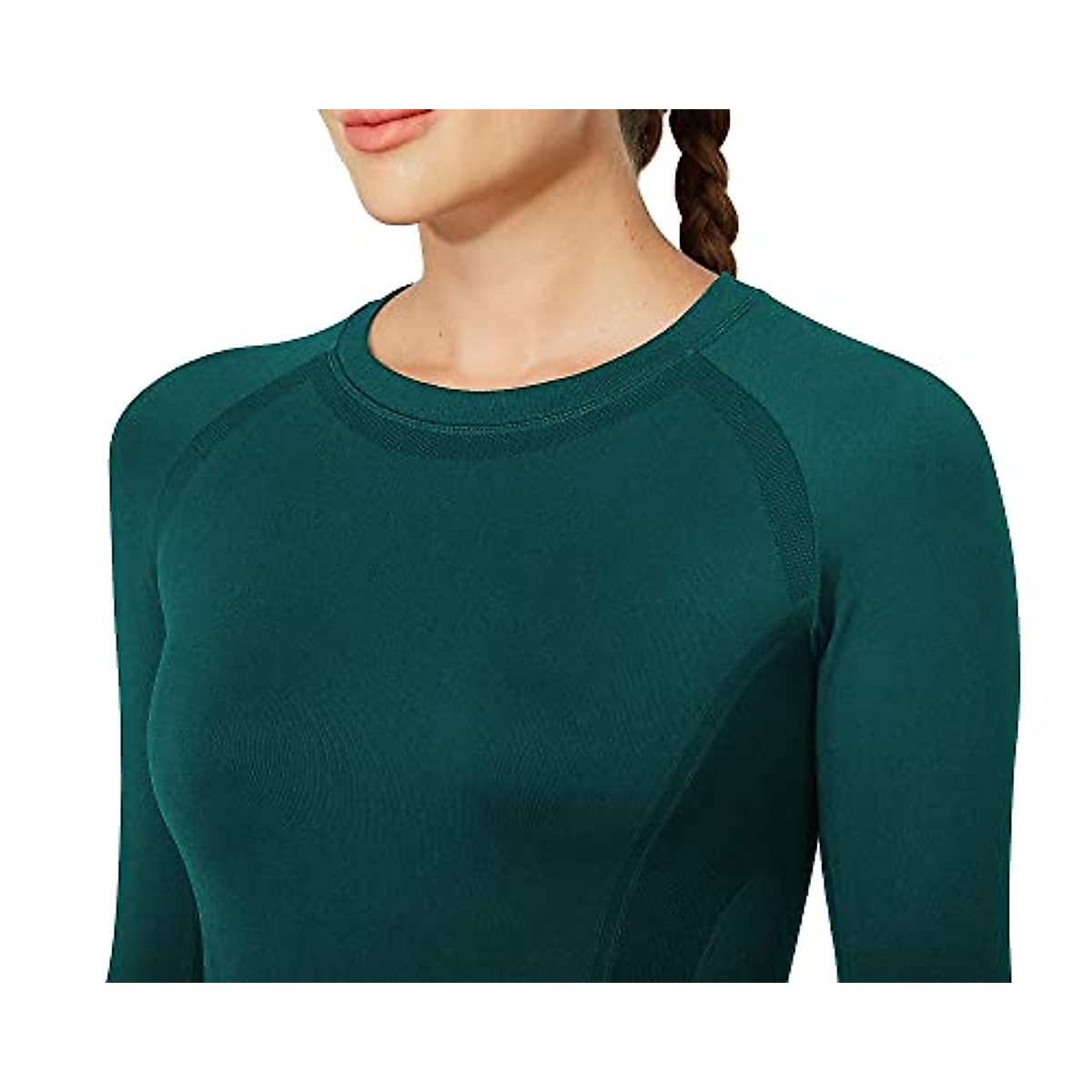 MathCat Workout Shirts for Women Long Sleeve, Workout Tops for Women, Quick Dry Gym Athletic Tops，Seamless Yoga Shirts Dark Green