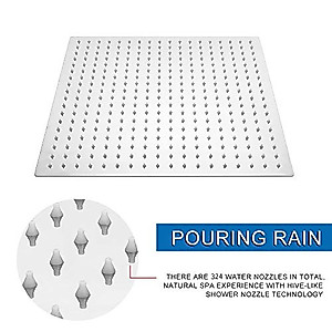 16 Rainfall Shower Head - Sarlai 16 Inch Shower Head Large Rain Solid Square Ultra Thin 304 Stainless Steel Chrome Finish Rainfall Shower Head