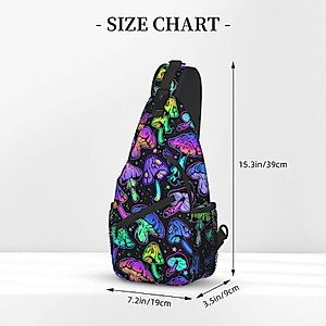 Bright Psychedelic Mushrooms Chest Bags Cool Crossbody Sling Bag Travel Hiking Backpack Casual Shoulder Daypack For Women Men