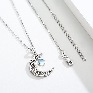Midir&Etain Moon Necklace 925 Sterling Silver Moon Stone Necklace Celtic Knot Moon Pendant Moon Jewelry Gift Women