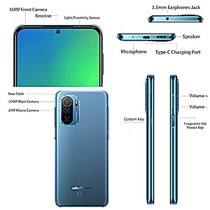 Ulefone Note 13P Unlocked Smartphones NFC, 6.5” FHD+ Display, 4GB+64GB, Android 11, 5180mAh, 20MP Main Rear Camera, Face Recognition, PPI & GPS Unlocked Cell Phone (Blue)