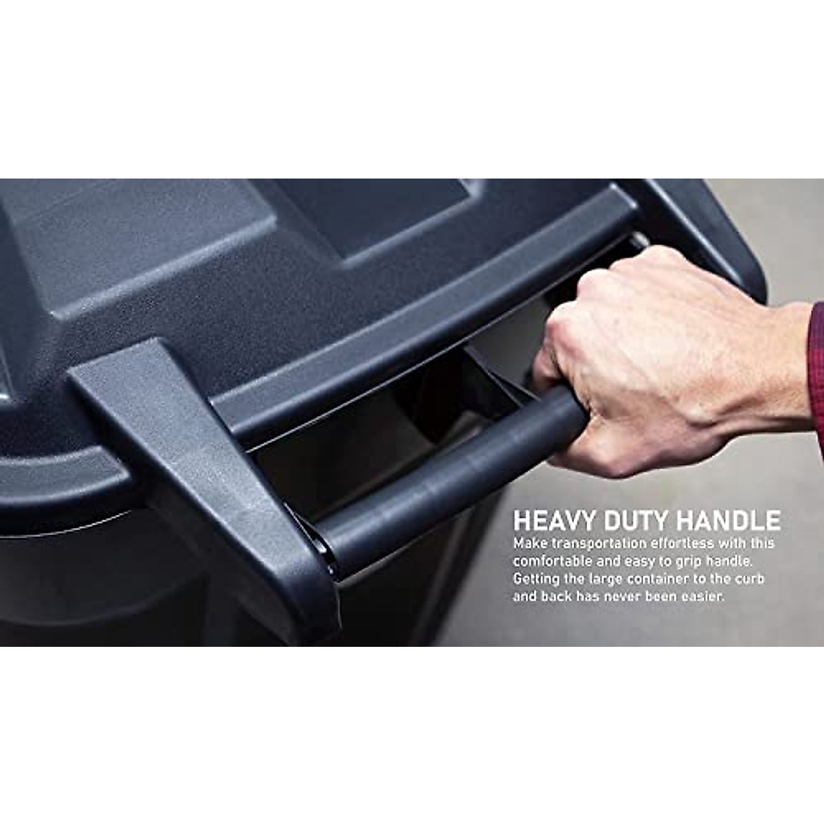 32 Gallon Wheeled Outdoor Garbage Can with Attached Snap Lock Lid and Heavy-Duty Handles, Black, Heavy-Duty Construction, Perfect Backyard, Deck, or Garage Trash Can, 2 Pack