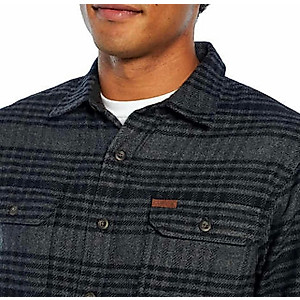Orvis Big Bear Heavyweight Double Brushed Flannel Button Down Shirt with Hand Warmer Pockets (as1, Alpha, l, Regular, Regular, Black,Gray)