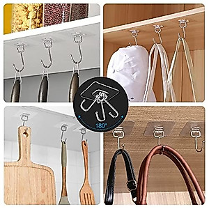 SZNKB Large Adhesive Hooks for Hanging Heavy Duty 22lbs, Transparent Waterproof Oil-Proof and Rustproof Wall Hooks, Towel and Coats Hooks for Bathroom,Kitchen Home and Office, 2 Pack