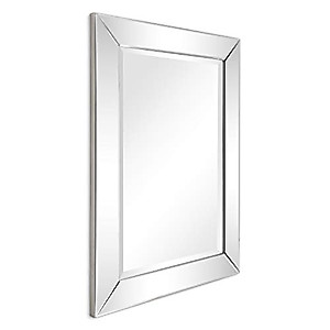 Empire Art Direct Solid Wood Frame Wall Mirror Covered with Beveled Mirror Panels, 1"-beveled Center Mirror, Vanity, Bathroom, Living Room ＆ Bedroom, 40" x 30", Ready to Hang