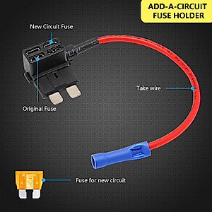 4 Types Add-a-Circuit Fuse Tap Adapter with Standard & Mini & Low Profile Mini & Micro2 Blade Fuse Holder for Cars Trucks Boats (8 Pack)