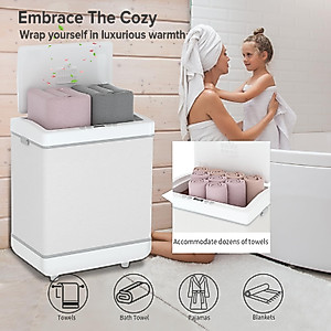 Floisdace Towel Warmers for Bathroom, 35L Foldable Hot Towel Warmer, Towel and Blanket Warmer Fits Oversized Towels, Large Bucket for Towels, Luxury Towel Warmer Spa for Home, Hotel, White