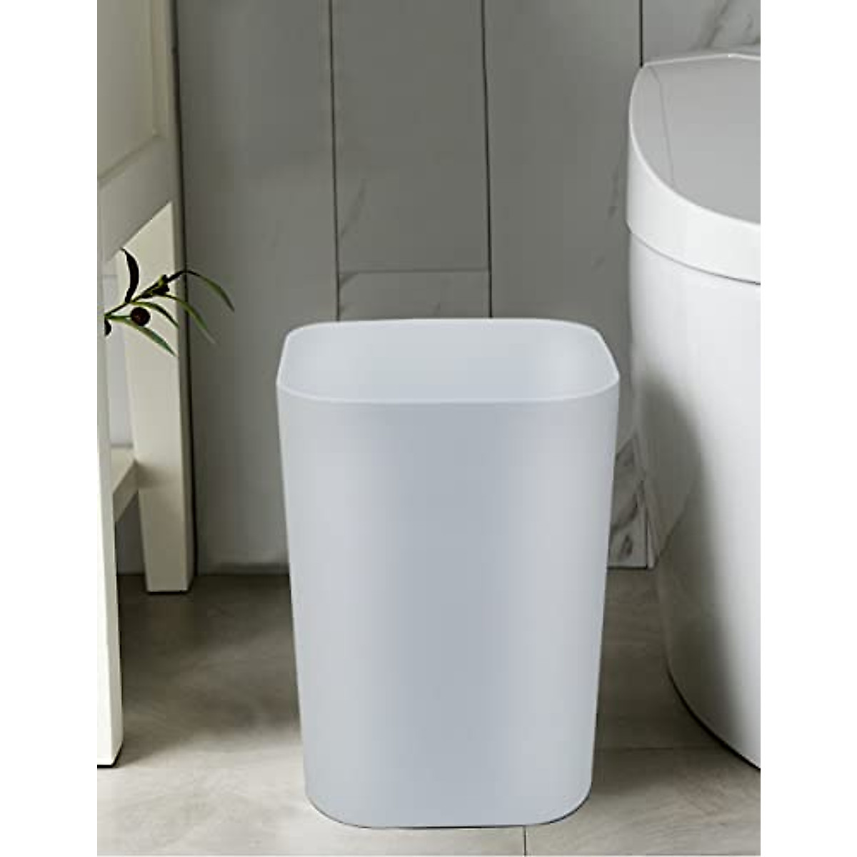 Bathroom Trash Can,Gereen 2 Gallon Small Trash Can,Square Trash Bin Wastebasket for Bathroom Bedroom Kitchen Countertop Under Sink (Pack of 2, White+Gray)