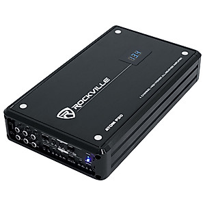 Rockville Atom P20 Marine/ATV/Car Bluetooth Amplifier 1600w Peak/440w RMS 4 Channel w/Volt Meter, Black