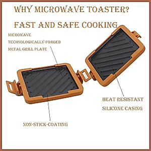 Microwave Toastie Sandwich Maker,Microwave Grilled Cheese Maker,Toastie Maker with Adjustable Silicone Straps,Dishwasher Safe,No Electricity,Wireles,Non-stick Coating for Sandwiches Hot Dogs (Yellow)