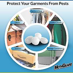 MothGuard MG53PK MG3 Old-Fashioned Cedar Scent, EPA Registered, 5Oz Box of Mothballs-Kills Moths, Carpet Beetles, Repellent Closet Clothes Protector, No Clinging Odor (3-Pack), White