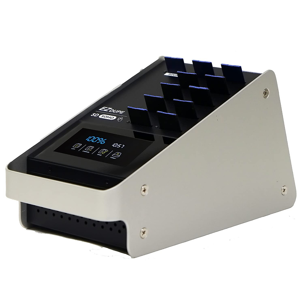 EZ Dupe SOHO Touch 1 to 10 SD Duplicator - Secure Digital Card and MicroSD TF Media Memory Copier (with Adapter) Cloner & Eraser with Touch Screen (DM-FD0-11SD10TP)