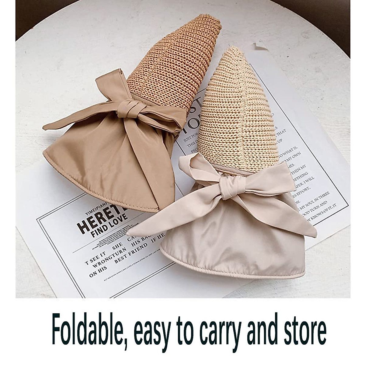 Women's UPF 50+ UV Sun Protection Breathable Wide Brim bowknot bucket hat Sun Hat (H-Black)