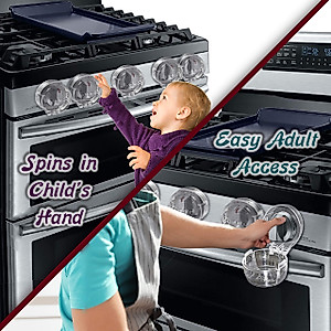 6 Pack Clear Stove Knob Safety Covers - Protect Little Kids with A Child Proof Lock for Oven/Stove Top/Gas Range - Baby/Toddler Kitchen Safety Guard - Check Dimensions