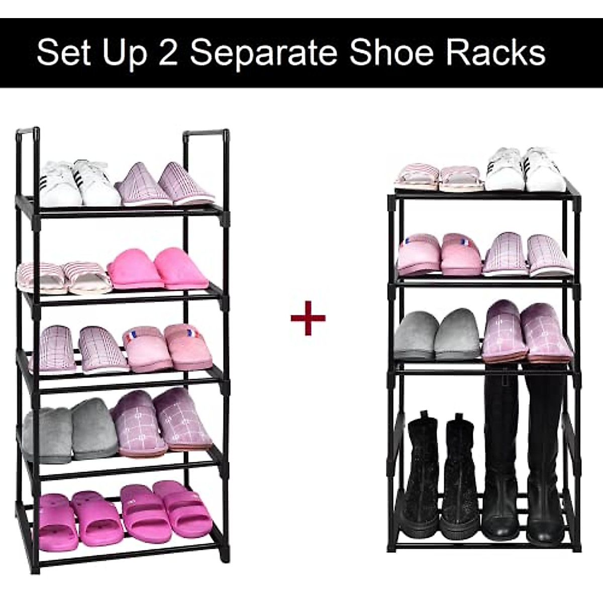 Easyhouse 10 Tier Metal Sturdy Shoe Rack, Narrow Tall Shelf Organizer for Entryway, Closet, Bedroom