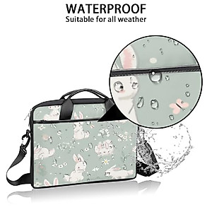Adorable Bunny Laptop Computer Bag Waterproof Shoulder Messenger Bag 13-15 inch Durable Laptop Tote Bag with Shoulder Strap Handle Lightweight Crossbody Briefcase
