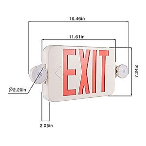 GRUENLICH LED Combo Emergency EXIT Sign with 2 Adjustable Head Lights and Double Face, Back Up Batteries- US Standard Red Letter Emergency Exit Lighting, UL 924 Qualified, 120-277 Voltage, 4-Pack