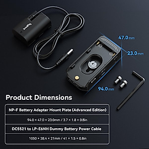SmallRig NP-F Battery Adapter Mount Plate with LP-E6NH Dummy Battery, for Canon EOS R5/R5C and BMPCC 4K/6K, with USB-C Port and Dual DC Outputs Compatible with NP-F970, NP-F550, NP-F770-4340
