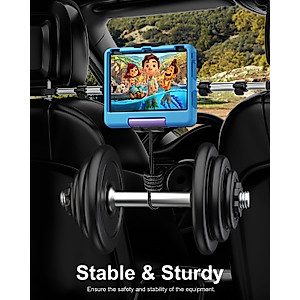 woleyi Car Headrest Tablet Holder Mount - [Anti Shake & Stretchable] Tablet Holder Back Seat for Car Between Kids Stand, for iPad Pro Air Mini, Galaxy Tab, Kindle Fire, Switch, iPhone, 4.7-13" Devices