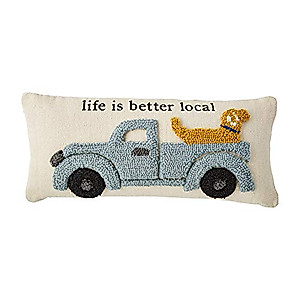 Mud Pie Farm Truck and Dog Hook Pillow, Gray