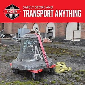 SNAP-LOC, All Terrain 4 Wheel Push Cart Dolly, Heavy Duty Dolly Cart, 6 Inch Casters, Push Bar & E Strap Attachment Included, 1,500 lb Capacity, Made in USA, Red