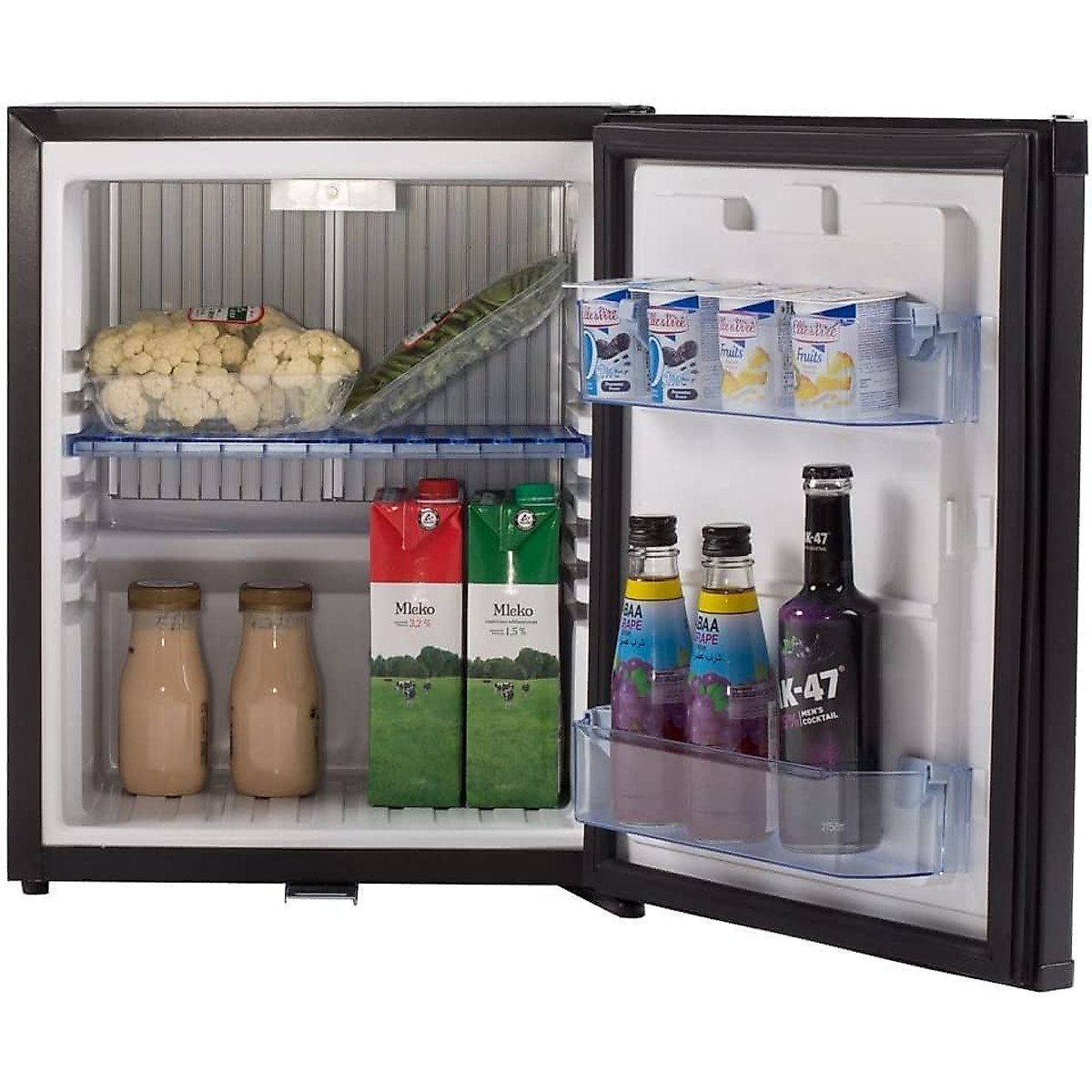 Smad Mini Fridge with Lock Compact Refrigerator for Bedroom Dorm Office No Noise,12V/110V,1.0 Cubic Feet, Black