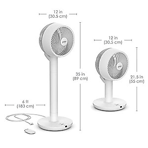 Pure Enrichment® 2-in-1 Circulating Floor & Desk Fan - 24 Fan Speeds, Vertical and Horizontal Oscillation, Optional Remote Control Operation, Auto-Off Timer and Sleep Mode - Ideal for the Whole House