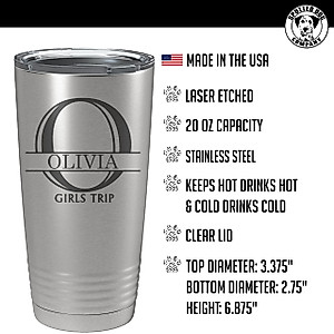 Personalized 20oz (17 Colors) Insulated Stainless Steel Tumbler Cup with Lid, Custom Etched, Customized Text Message Name, Engraved Father’s Day Gift Idea Women Men Him Her, Your Text Here (Stainless)