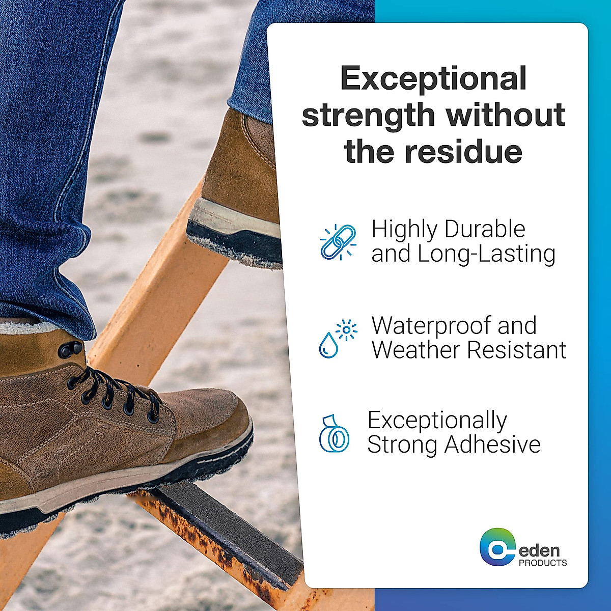 EdenProducts Heavy Duty Anti Slip Grip Tape (4inx33ft) - High Traction Anti Slip Tape, Waterproof Outdoor Grip Tape for Stairs, for Skateboards, Bat, Pool, Floor - Non Skid Tape Outside Step Treads