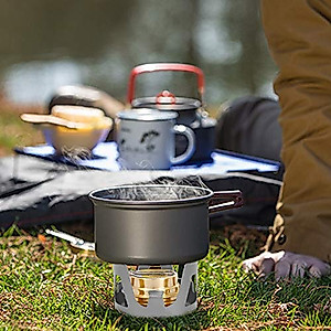 Srliya Alcohol Stove, Outdoor Portable Ultra Light Mini Cooking Spirit Burner Alcohol Fuel Stove BBQ Camping (Grey)