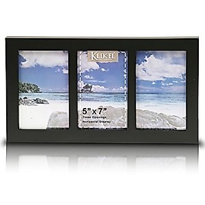 Klikel 3 Photo Collage Solid Black Wood Picture Frame - 3 Opening 5 X 7 Picture Slots