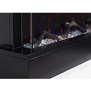 Touchstone Chesmont Smart Electric Fireplace- Wall Hanging Fireplace with 50-inch Wide Black Mantle- Alexa®/WiFi Enabled-10 Color-1500/750 Watt Heater with Thermostat- Crystals & Driftwood-Model 80034