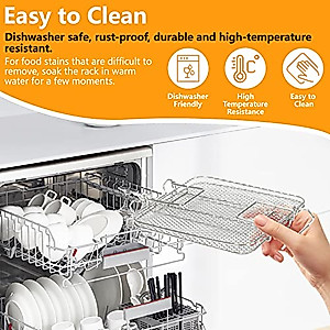 XIFEPFR Air Fryer Rack for COSORI Air Fryer 5.8Qt, 8 inch Square Double Stackable Racks, 304 Stainless Steel Multi-Layer Dehydrator Rack Air Fryer Accessories with Cooking Tongs Parchment Paper Liners