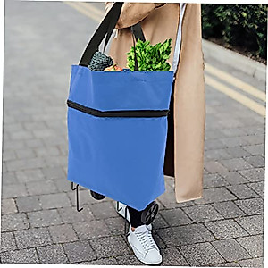 GARVALON storage bag with wheels folding grocery bag groceries trolley bags laundry cart shopping storage bag grocery cart bags laundry bag backpack shopping pouch girl heavy Metal suitcase