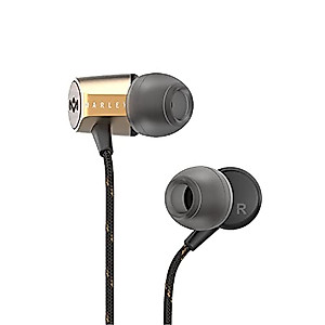 House of Marley Uplift 2: Wired Earphones with Microphone and Sustainable Materials (Brass)