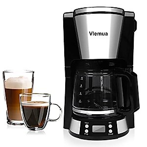 Gardcare 10-Cup Coffee Maker: 24-hour Programmable Coffee Machine, Smart Touch Screen, Stainless Steel Glass Carafe Pot with Brew Strength Control, Automatic Anti-Drip System, Black