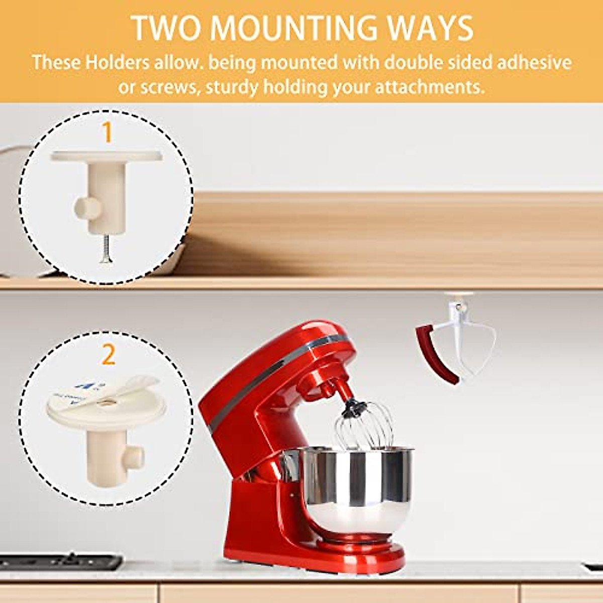 Stand Mixer Attachment Holders,4 Pack Kitchen Accessory Organizer Compatible with Kitchenaid Mixer Attachments,kitchen Mixers Accessories,Dough Hook for kitchenaid Stand Mixer