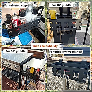 Shansis Griddle Caddy, Grill Caddy for Blackstone Griddle Accessories, Removable Griddle Caddy for 28"/36" Blackstone Griddles/Prep Cart, Hanging Caddy Free from Drill Hole BBQ Caddy