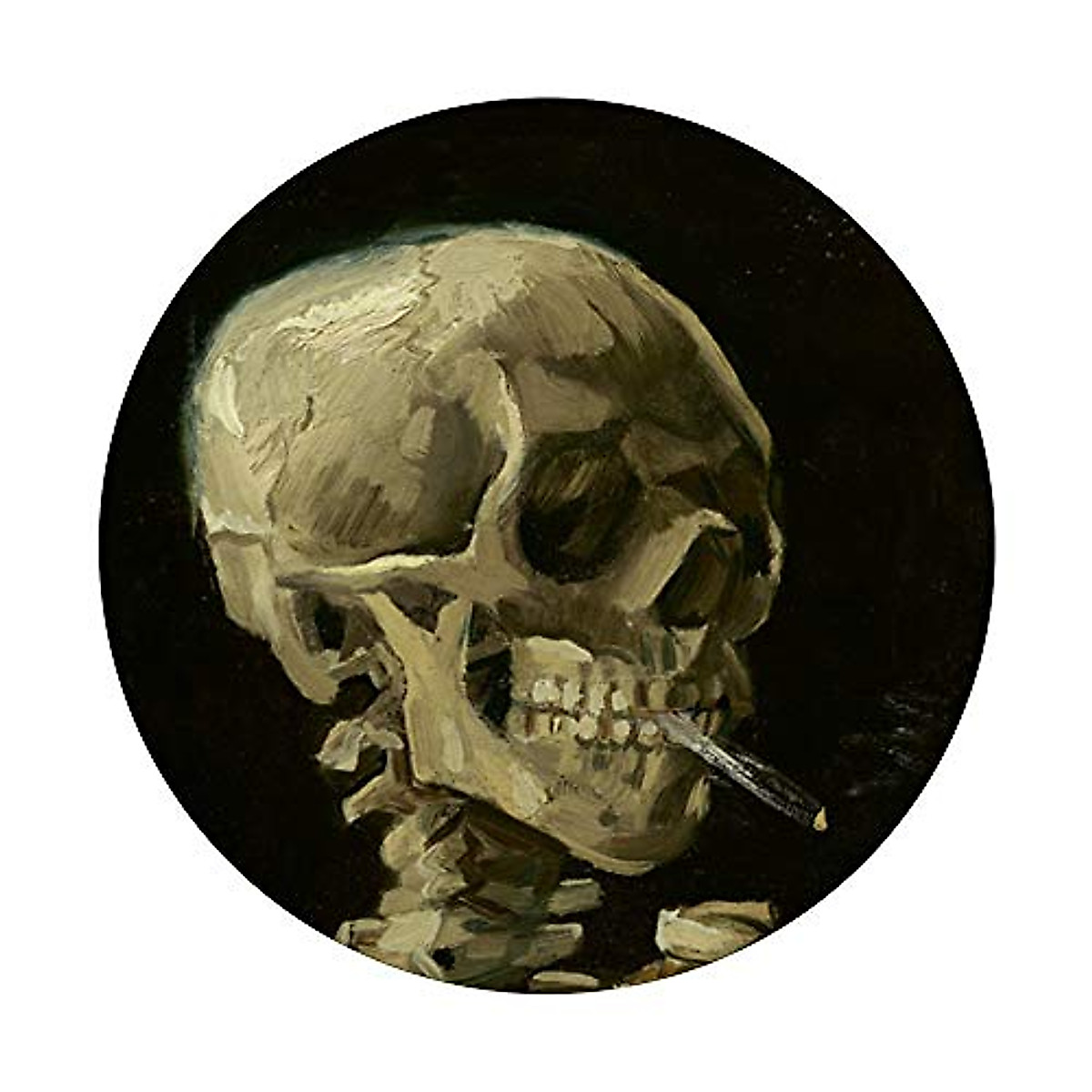 Skull of a Skeleton with Burning Cigarette Van Gogh Art PopSockets PopGrip: Swappable Grip for Phones & Tablets