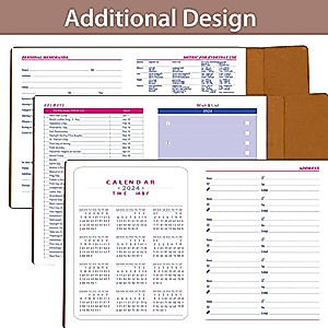 2024 Weekly Planner - Annual Weekly & Monthly Agenda Planner with Monthly Tabs, Jan - Dec 2024, Leather Cover, Thick Paper, A5 Calendar 5.9" x 8.26" (Weekly-Blue)