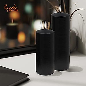 Hyoola Black Pillar Candles 2x8 Inch - 4 Pack Unscented Pillar Candles - European Made
