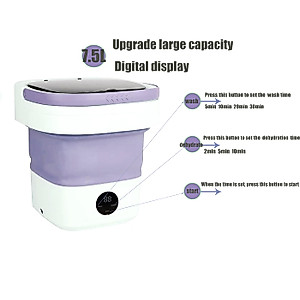 WesGen Portable Washing Machine,Foldable Touch Screen Mini Washing Machine,Small Washing Machine for Underwear,Baby Clothes or Small Items,for Apartments,Camping,(7.5 Liters),Purple (WE322)