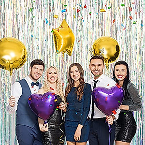 3 Pack Fringe Curtains Party Decorations,Tinsel Backdrop Curtains for Parties,Photo Booth Wedding Graduations Birthday Christmas Event Party Supplies (Transparent Rainbow)