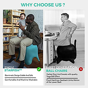 ENOVI Starfish Ball Chair, Yoga Ball Chair Exercise Ball Chair Ergonomic Design for Home Office Desk, Stability Ball & Balance Ball Seat to Relieve Back Pain, 24IN, FG
