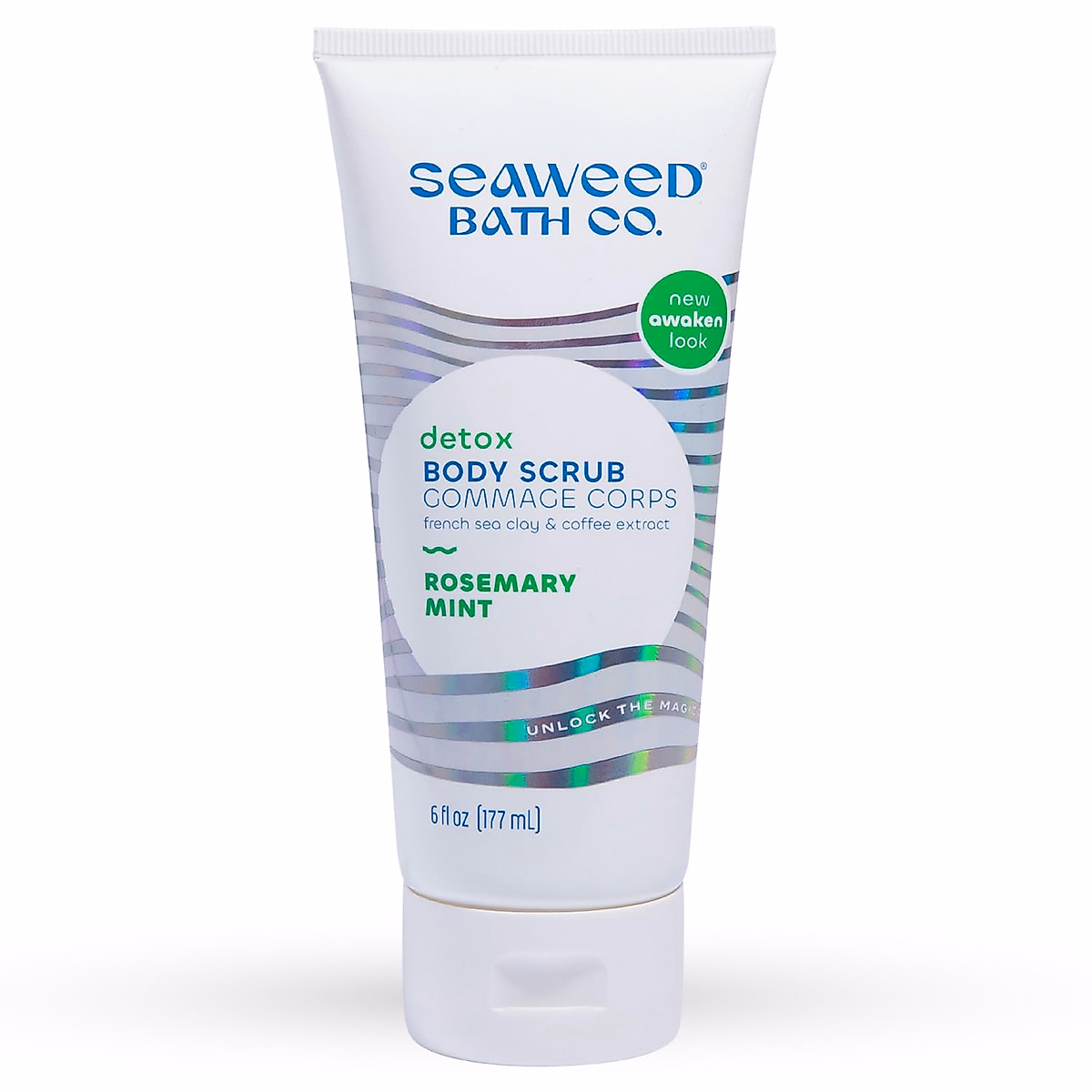 Seaweed Bath Co. Detox Body Scrub, Rosemary Mint Scent, 6 Ounce, Sustainably Harvested Seaweed, French Sea Clay, Coffee Extract