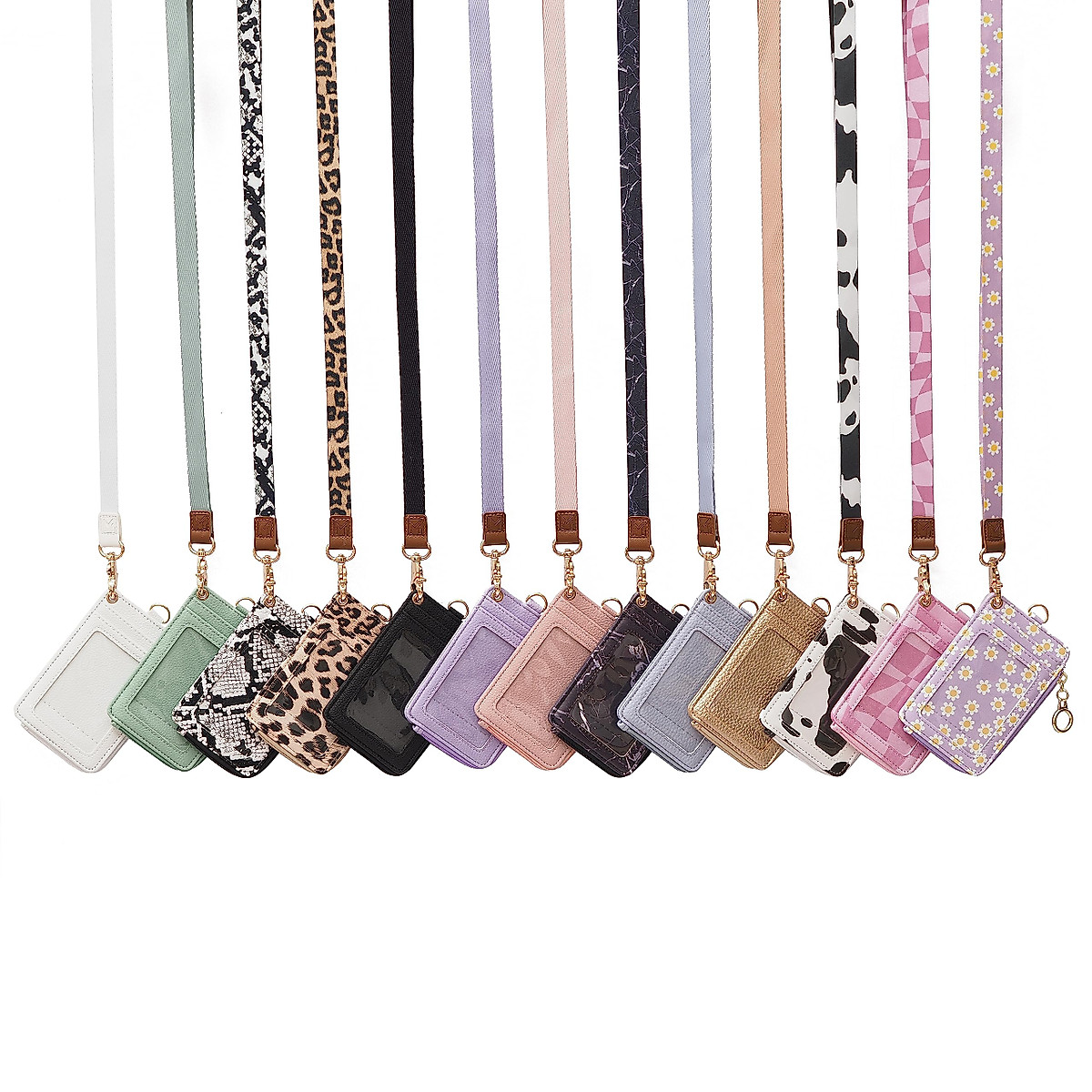 MONDO DESIGNS 2-in-1 ID Badge Holder & Lanyard Wallet - Multi-Use Womens Small Wallet with Removable Wristlet & Neck Lanyard, Clear Window, 5 Card Slots, Phone Holder, Ring Keychain - Green