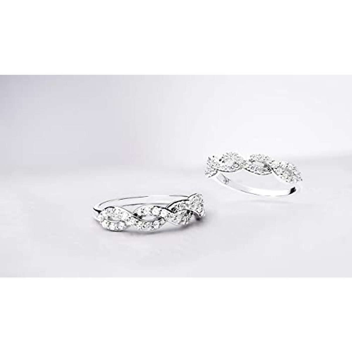 10K White Gold 1/2 Cttw Lab Grown Diamond Twisted Infinity Band Style Ring (G-H Color, SI1-SI2 Clarity) - Size 7